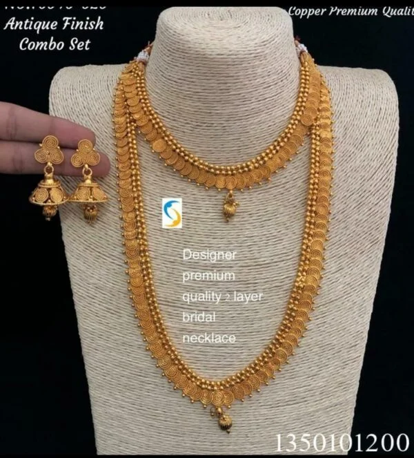 South Indian Bridal Double Necklace Set for Women Girl alltrend.in