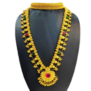Maharashtrian Traditional Gold Plated Kolhapuri Saaj & Thushi Necklace ...