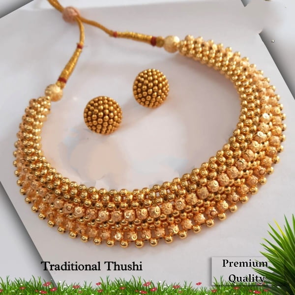 Gold Plated Traditional Maharashtrian Thushi Necklace Jewellery With ...