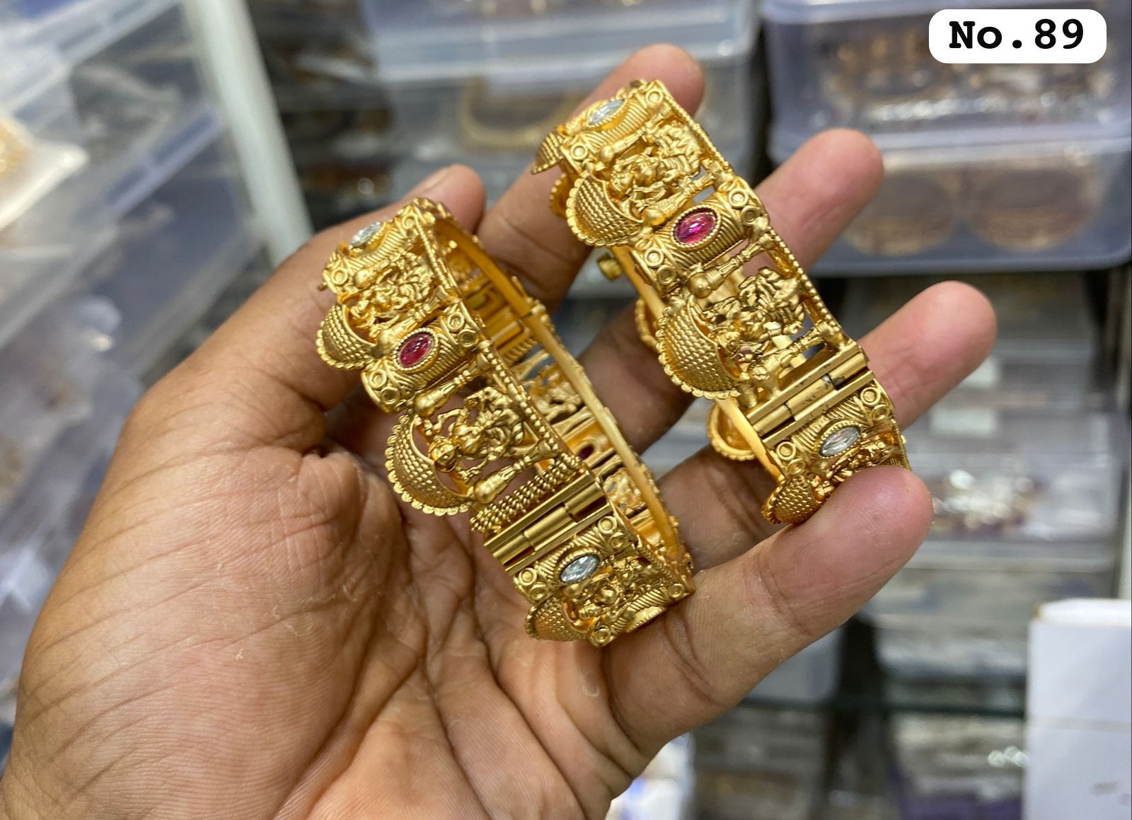 Antique Temple Bangles -Lakshmi Openable Screw Type Bangles – alltrend.in