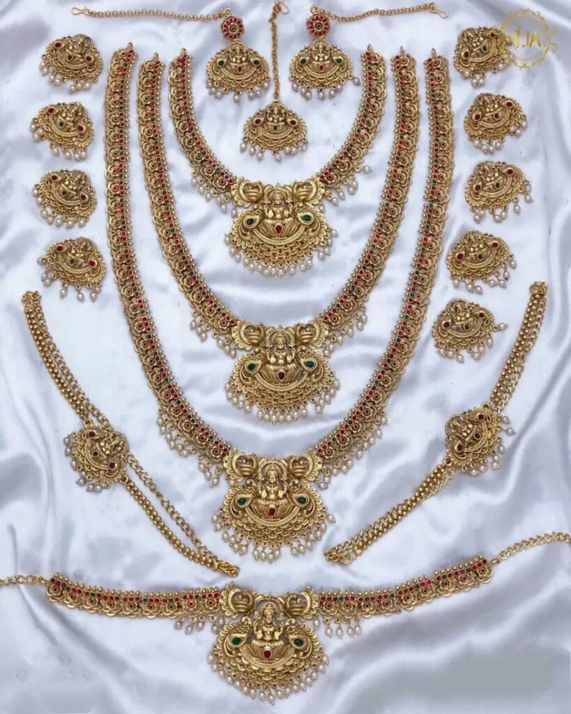 Premium Quality Matte Finish Temple Full Bridal Jewellery Set – alltrend.in